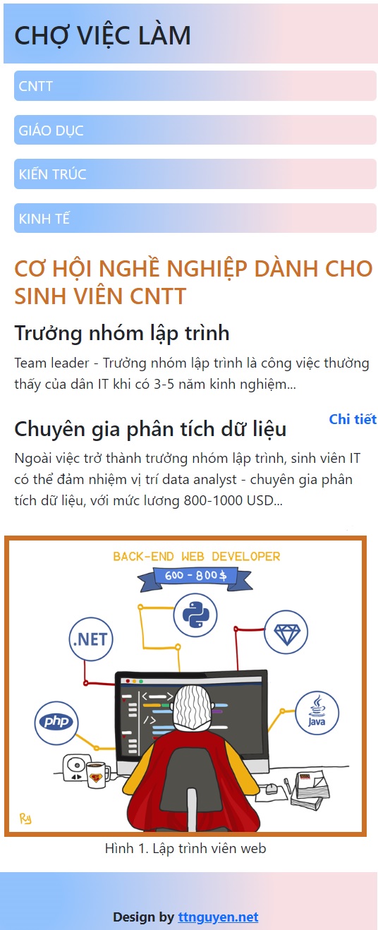 Bài thực hành lập trình web Responsive: Dàn trang