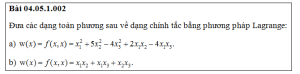 Dạng toàn phương - Bài tập đưa về dạng chính tắc, xét dấu